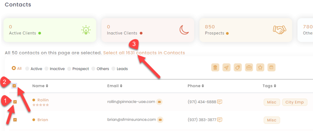 Select Multiple contacts | InsuredMine | Optimize and Grow Your ...