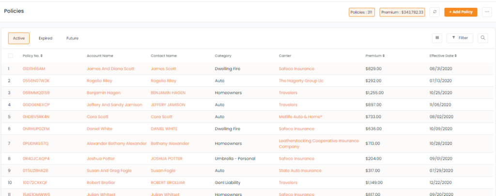 Policy Count by Branch- Dashboard - InsuredMine CRM | Optimize and Grow ...