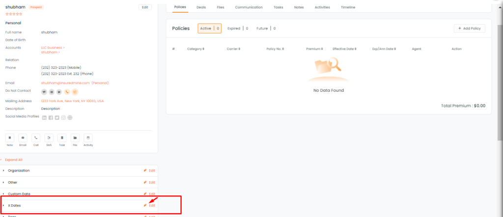 X-Date functionalities throughout the portal - InsuredMine CRM ...
