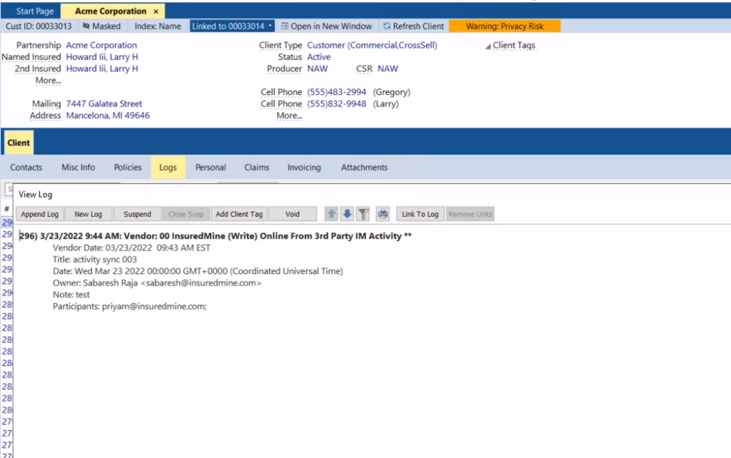 Logs and Attachment sync from InsuredMine to Hawksoft - InsuredMine CRM ...