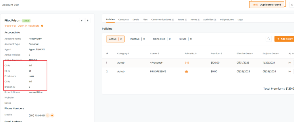HawkSoft new data point mapping in policy, accounts, and contacts - InsuredMine CRM | Optimize ...