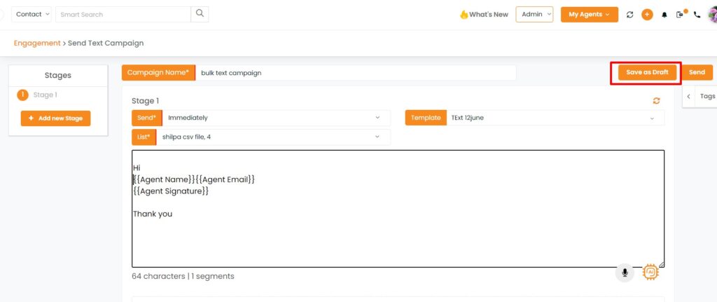 Bulk Texting Draft - InsuredMine CRM | Optimize and Grow Your Insurance ...