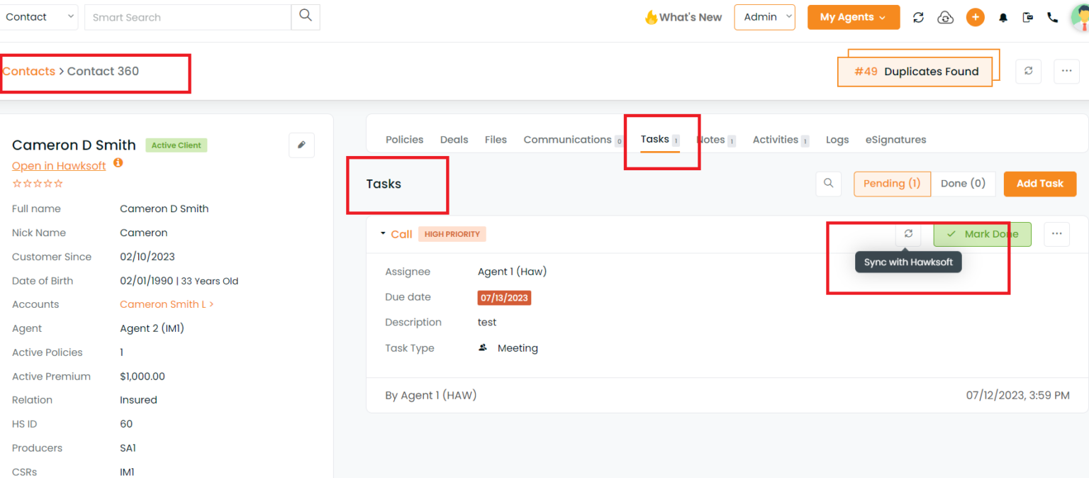 Manual Sync for Activities in HawkSoft - InsuredMine Knowledge Base