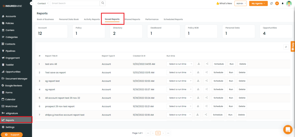 Save and Schedule Account Reports - InsuredMine CRM | Optimize and Grow ...