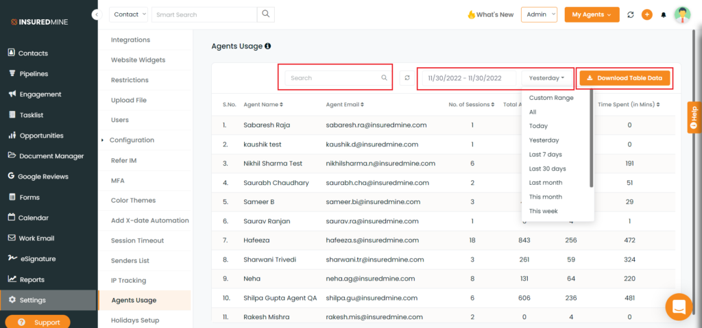 Agent Usage Report - InsuredMine CRM | Optimize and Grow Your Insurance ...