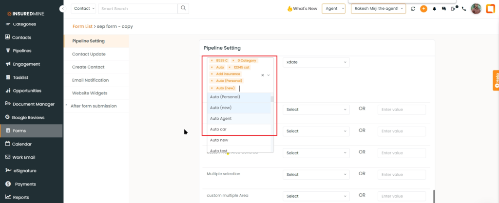 X Date field in form automation - InsuredMine CRM | Optimize and Grow ...