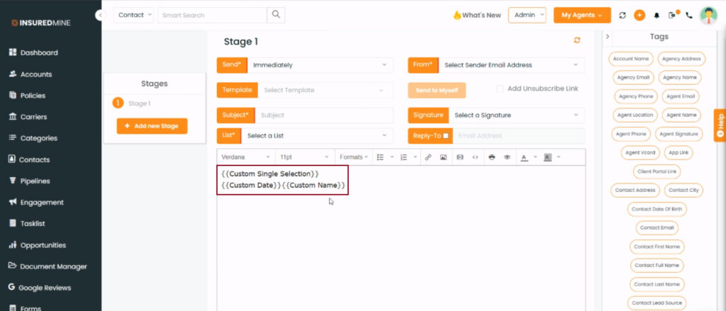 Custom fields as automation Tag - InsuredMine CRM | Optimize and Grow ...